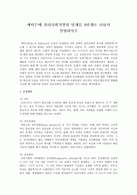 에릭슨에 심리사회적발달 단계를 8단계로 나눠서 설명-1페이지