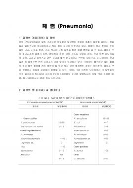 폐렴의 원인 및 증상과 치료약물-1페이지