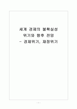 세계 경제의 불확실성 위기와 향후 전망 - 경제위기,재정위기-1페이지