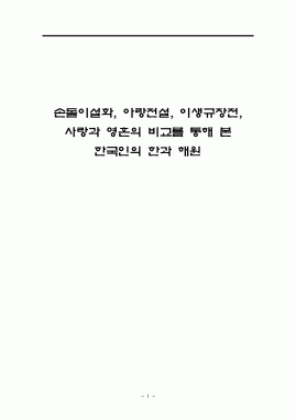 [민속학] 손돌이설화, 아랑전설, 이생규장전 문학작품비교를 통해 본 한국인의 한과 해원 -1페이지