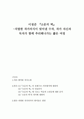 [한국현대문학] 이청준 『소문의 벽』작가소개와 작품분석 및 등장인물분석-1페이지