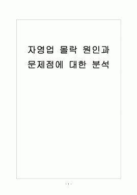 [자영업위기]자영업 몰락 원인과 문제점에 대한 분석-1페이지