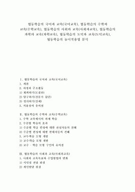 협동학습의 국어과 교육(국어교육), 협동학습의 수학과 교육(수학교육), 협동학습의 사회과 교육(사회과교육), 협동학습의 과학과 교육(과학교육), 협동학습의 도덕과 교육(도덕교육), 협동학습의 놀이적용법 분석-1페이지