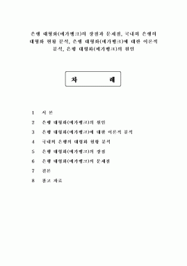 은행 대형화(메가뱅크)의 장점과 문제점, 국내외 은행의 대형화 현황 분석, 이론적 분석, 원인-1페이지