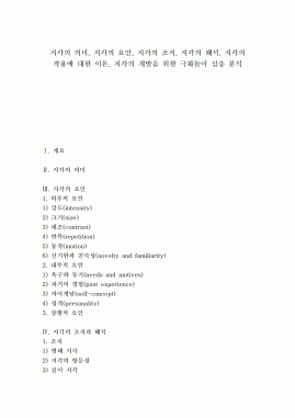 [지각][지각의 요인][지각의 조직][지각의 해석][지각의 개발][극화놀이][극화][놀이]지각의 의미, 지각의 요인, 지각의 조직, 지각의 해석, 지각의 작용에 대한 이론, 지각의 개발을 위한 극화놀이 심층 분석-1페이지