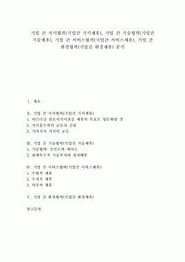 [기업간 협력][기업간 제휴][기업협력][기업제휴]기업 간 지식협력(기업간 기식제휴), 기업 간 기술협력(기업간 기술제휴), 기업 간 서비스협력(기업간 서비스제휴), 기업 간 환경협력(기업간 환경제휴) 분석-1페이지