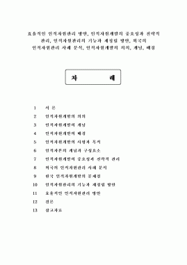 효율적인 인적자원관리 방안, 인적자원개발의 중요성과 전략적 관리, 인적자원관리의 기능과 재정립 방안, 외국의 인적자원관리 사례 분석, 인적자원개발의 의의, 개념, 배경-1페이지