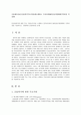 금융제도론4C)금융위기주요가설4개소개하고 우리나라IMF금융지원체제극복과정 서술0k-1페이지