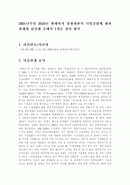 (공정거래법B형)2001년부터 2010년 현재까지 경쟁제한적 기업결합에 대한 판례와 심결례 중에서 1개를 찾아 평석-1페이지