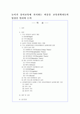 (유아교육철학및교육사E)놀이가 유아교육에 차지하는 비중을 교육철학자들의 입장을 빌려와 논의-1페이지