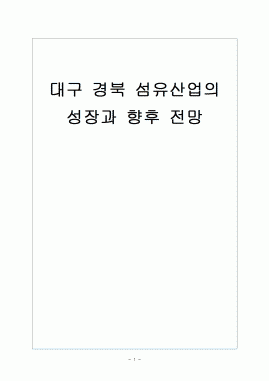 [섬유산업]대구 경북 섬유산업의 성장과 향후 전망 보고서-1페이지