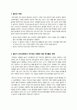 유아교육철학및교육사 - 놀이가 유아교육에서 차지하는 비중을 교육철학자들의 입장을 빌려와 논의하시오-1페이지