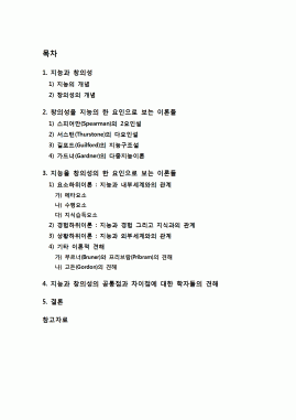 [인간과심리]지능과 창의성에 관한 이론들을 비교, 논하시오 - 지능과 창의성에 관한 이론들을 살펴보고 비교하여 나의 견해를 서술함-1페이지