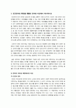 [언어의 이해]인간언어의 특징을 동물의 언어와 비교해서 제시하시오 & 소쉬르의 언어학의 주요 내용을 간략히 설명하시오-1페이지