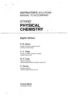 Atkins physical chemistry 8e edition - instructors solution manual (even number)-1페이지