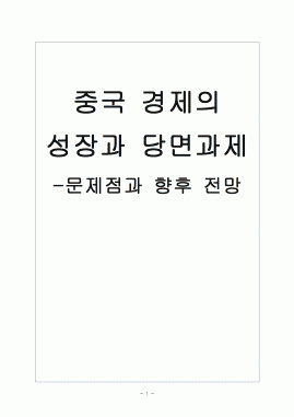 [중국경제] 중국 경제의 성장과 당면과제, 문제점과 향후 전망 보고서-1페이지