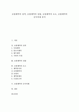 [보험계약][보험계약의 성격][보험계약의 성립][보험계약의 요소][보험계약의 승낙의제][보험산업][보험업][보험][계약][금융]보험계약의 성격, 보험계약의 성립, 보험계약의 요소, 보험계약의 승낙의제 분석-1페이지