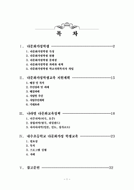 다문화가정학생, 국내 사례(내수초등학교), 교육지원, 외국(미국,호주,일본,영국,네델란드,싱가포르)의 다문화학생 교육정책-1페이지