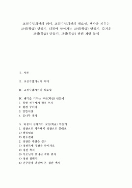 [교실수업개선][교실수업][교실][학급]교실수업개선의 의미, 교실수업개선의 필요성, 생각을 키우는 교실(학급) 만들기, 더불어 살아가는 교실(학급) 만들기, 즐거운 교실(학급) 만들기, 교실(학급) 관련 제언 분석-1페이지