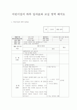 어린이집의 하루 일과표와 교실 영역 배치도-1페이지