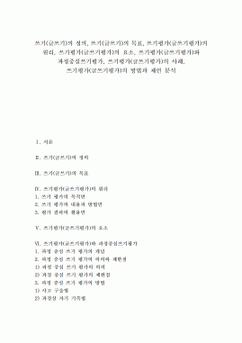 쓰기(글쓰기) 정의, 쓰기(글쓰기) 목표, 쓰기평가(글쓰기평가) 원리, 쓰기평가(글쓰기평가) 요소, 쓰기평가(글쓰기평가)와 과정중심쓰기평가, 쓰기평가(글쓰기평가) 사례, 쓰기평가(글쓰기평가) 방법과 제언 분석-1페이지