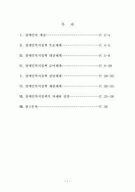 장애인복지정책 목표체계, 대상체계, 급여체계, 전달체계, 재원체계, 과제와 전망 보고서-1페이지