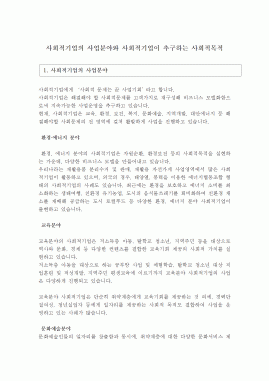 사회적기업의 사업분야와 사회적기업이 추구하는 사회적목적-1페이지