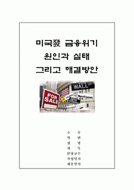 미국발 금융위기 원인과 실태 그리고 해결방안-1페이지