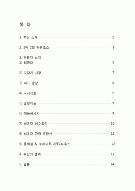 부산관광 기획안(1박2일 여행계획서)-1페이지