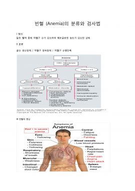 빈혈 (Anemia)의 분류와 검사법-1페이지