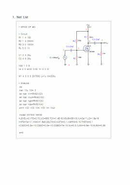 [Smart SPICE] 전자회로 E-MOSFET증폭기 프로젝트입니다.-1페이지