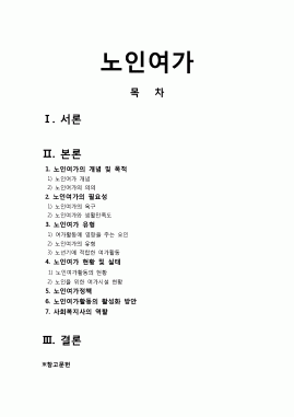 노인여가의 필요성,유형,현황,활성화 방안,노인여가정책-1페이지