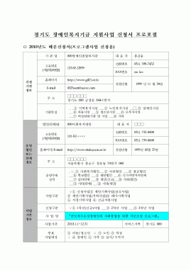 장애인복지기금 지원사업 신청서 프로포절-1페이지