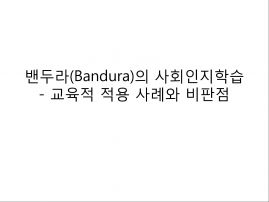 [사회과학] [사회인지학습이론] 밴두라(Bandura)의 사회인지학습이론의 교육적 적용 사례와 비판점-1페이지