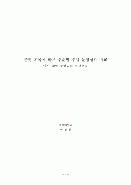 운영 과목에 따른 수준별 수업 운영성과 비교 -안산 지역 중학교를 중심으로--1페이지