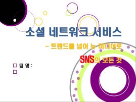 [SNS]소셜네트워크서비스(SNS)의 이해 - 소셜 네트워크 서비스(SNS)의 개념, 성공요인, 특성, 문제점, 시장 동향, 발전방향 고찰 등-1페이지