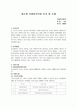 내고장 사회복지기관 조사 및 소개-1페이지