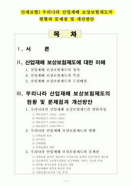 산재보험) 우리나라 산업재해 보상보험제도의 현황과 문제점 및 개선방안-1페이지