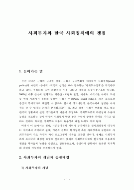 사회투자와 한국 사회정책에의 쟁점-1페이지