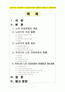 노인복지) 우리나라 노인건강보장의 현황과 문제점 및 개선과제-1페이지