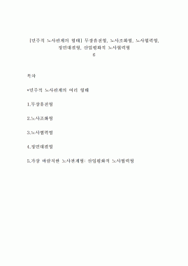 [민주적 노사관계의 형태] 무장휴전형, 노사조화형, 노사협력형, 정면대결형, 산업평화적 노사협력형-1페이지