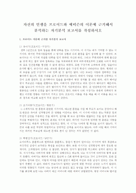 자신의 인생을 프로이드와 에릭슨의 이론에 근거해서 분석하는 자기분석 보고서를 작성-1페이지