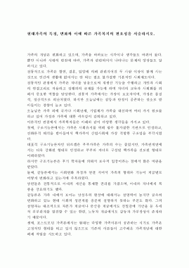 현대가족의 특징, 변화와 이에 따른 가족복지의 필요성을 서술.-1페이지