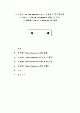 소셜커머스(social commerce)의 문제점과 발전가능성, 소셜커머스(social commerce) 현황 및 유형-1페이지