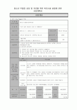 청소년 우울증 상담 및 치료를 위한 복지시설 설립에 관한 사업계획서-1페이지