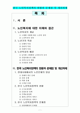 한국 노인복지정책의 현황과 문제점 및 개선과제-1페이지