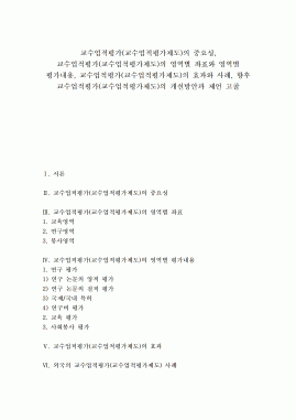 교수업적평가(교수업적평가제도) 중요성, 교수업적평가(교수업적평가제도) 영역별 좌표와 영역별 평가내용, 교수업적평가(교수업적평가제도) 효과와 사례, 향후 교수업적평가(교수업적평가제도) 개선방안과 제언 고-1페이지