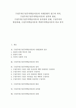 구성주의(구성주의학습이론) 사회문화적 접근과 의의, 구성주의(구성주의학습이론) 성격과 원리, 구성주의(구성주의학습이론) 유의점과 실제, 구성주의 발전과제, 구성주의학습이론과 객관주의학습이론의 비교 분석-1페이지