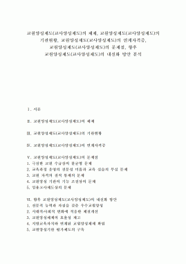 교원양성제도(교사양성제도)의 체제, 교원양성제도(교사양성제도)의 기관현황, 교원양성제도(교사양성제도)의 연계자격증, 교원양성제도(교사양성제도)의 문제점, 향후 교원양성제도(교사양성제도)의 내실화 방안-1페이지