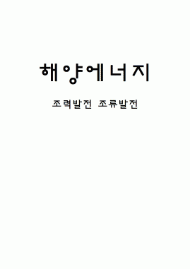 에너지공학-조력발전 조류발전-1페이지